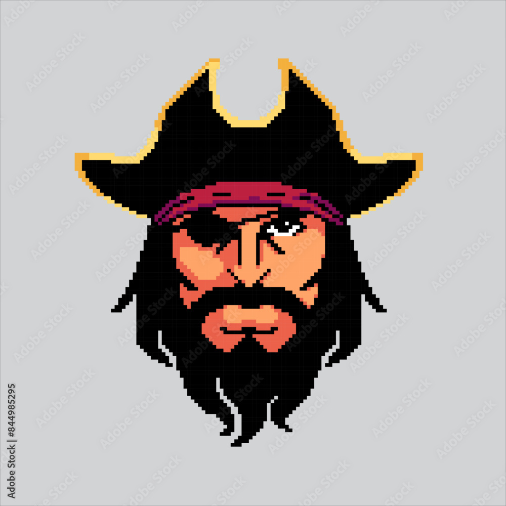 Pixel art illustration Pirate Head. Pixelated Pirate Character. Pirate ...