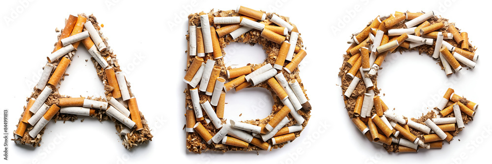 Letters A, B, C. Cigarette Butt Alphabet: Depiction of Nicotine ...
