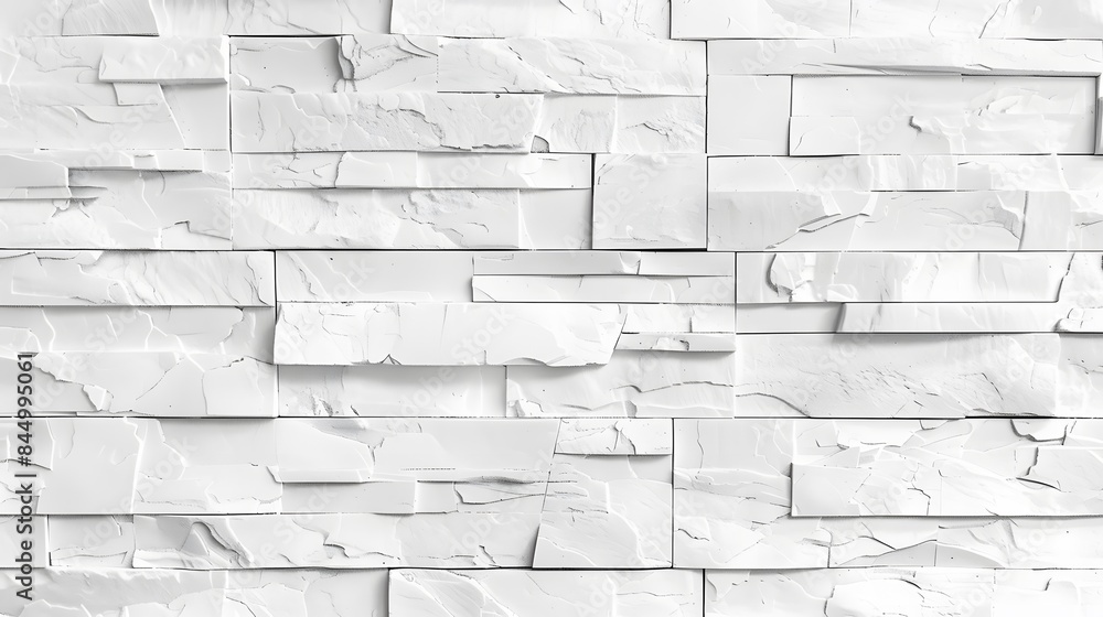 White brick wall texture background for stone tile block painted in ...
