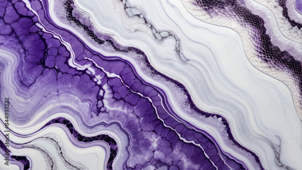 Background of delicate scales and serpentine body patterns on a purple ...