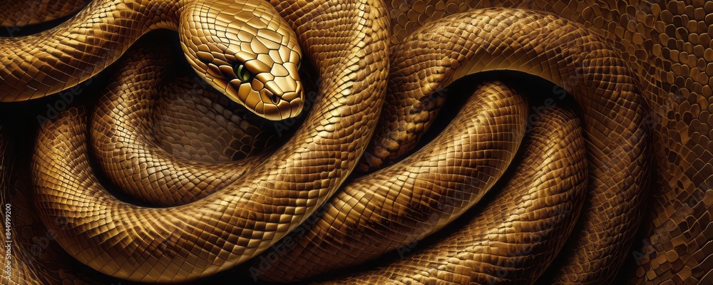 Gold and black python, snake or reptile skin background. King snake ...