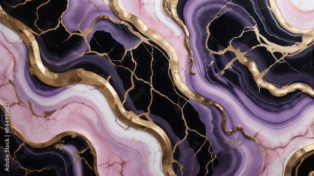 Purple, pink and black marble ands snake skin background. King ...