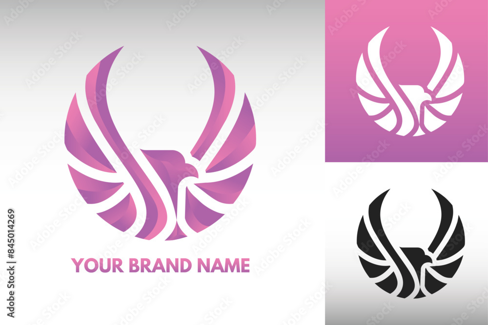 Logo Eagle Bird Wing Garuda vector Design in gradient and Monochrome ...
