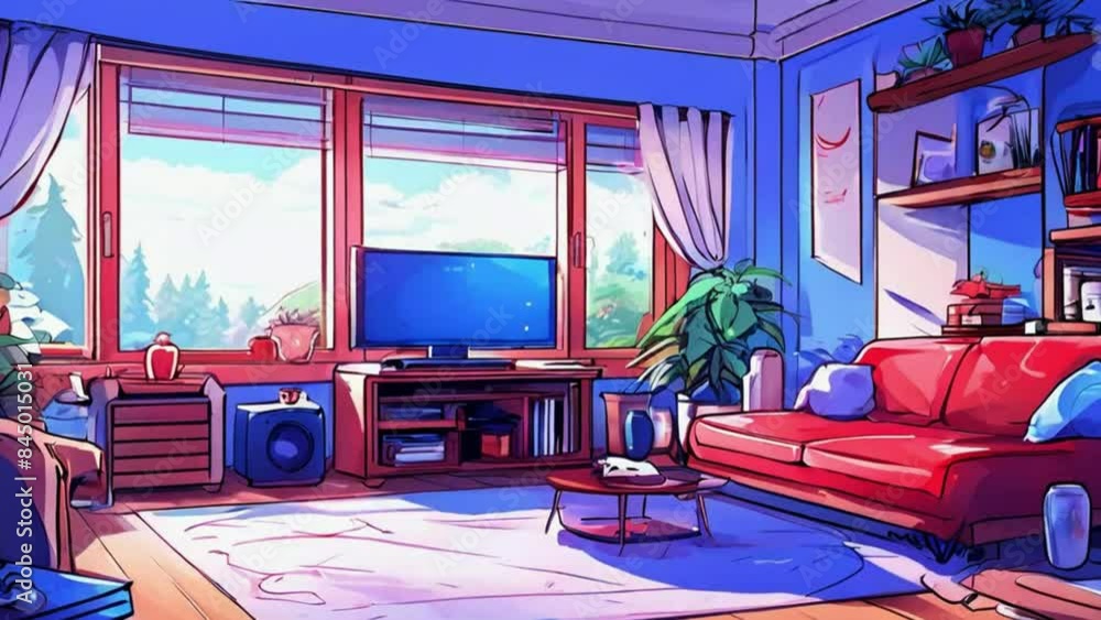 stream starting soon screen, virtual backgrounds, cozy living room ...