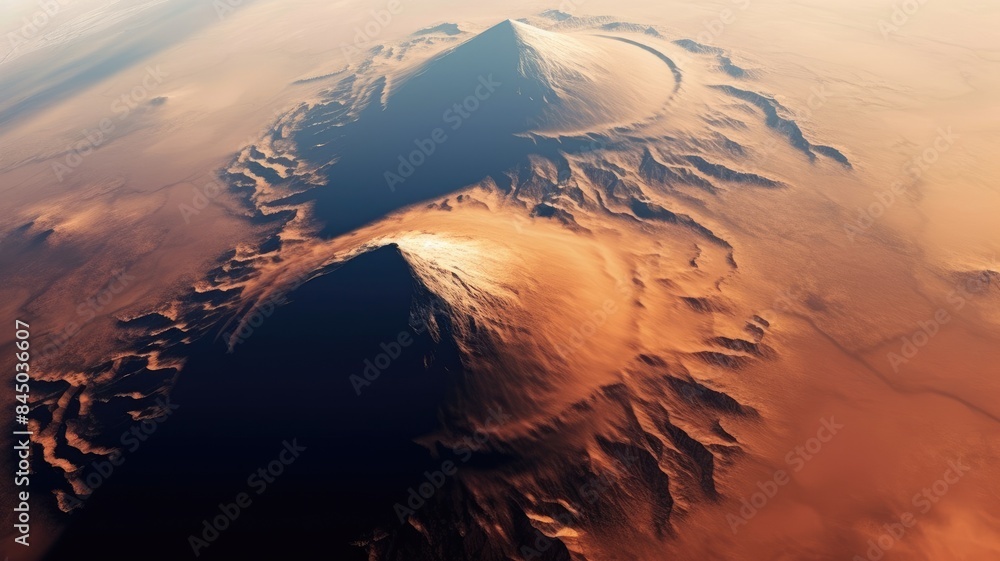 The science fiction aerial picture of mars, star in solar system ...