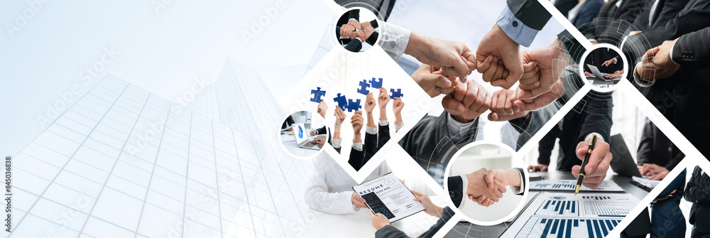 Teamwork and human resources HR management technology concept in ...