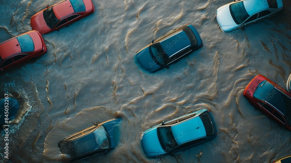 Urban Flooded Cars - High-resolution Aerial Views Of Flooded City ...