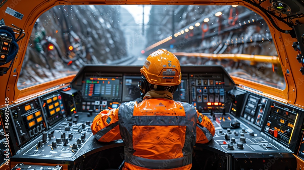 High-speed Train Driver in Control Room. High-speed train driver in a ...