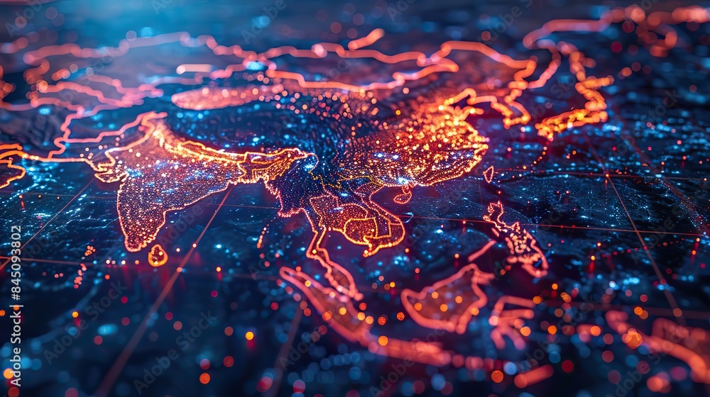 Digital map of China and India conceptualizing the Asian global network ...