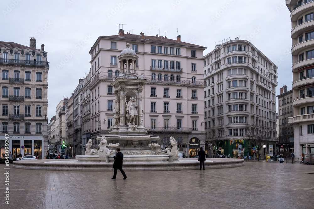 View of Place des Jacobins, one of the most famous squares in Lyon ...