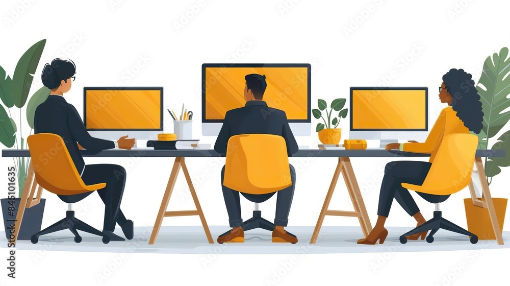 In a collaborative workspace brimming with tech paraphernalia, a ...