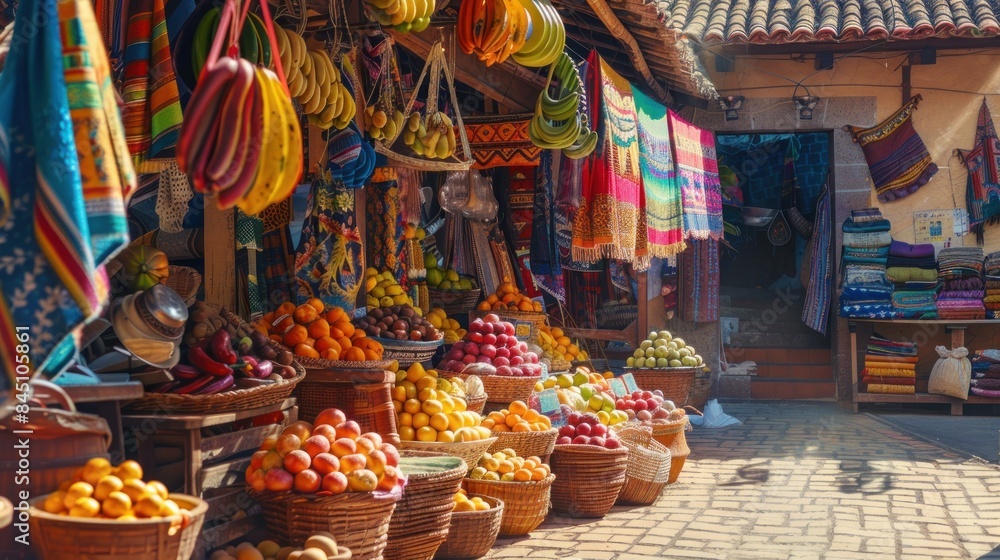 Amazing image of Traditional market stalls decorated with fruit ...