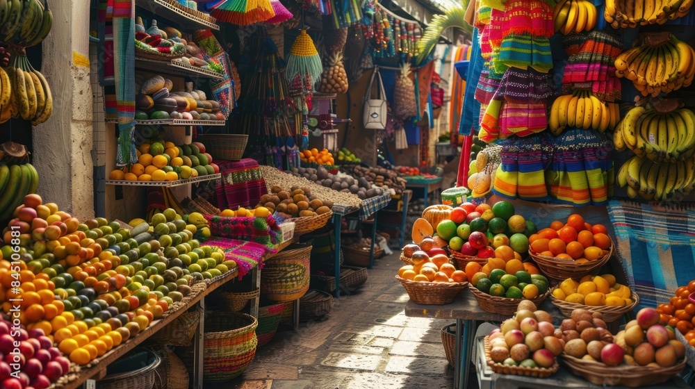 Amazing image of Traditional market stalls decorated with fruit ...
