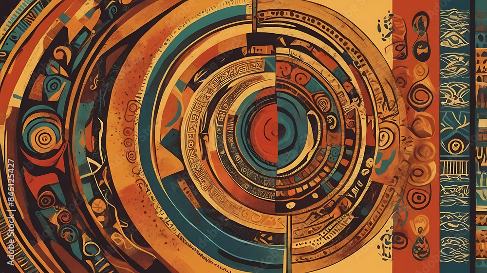 an abstract art template that blends elements from different ethnic ...