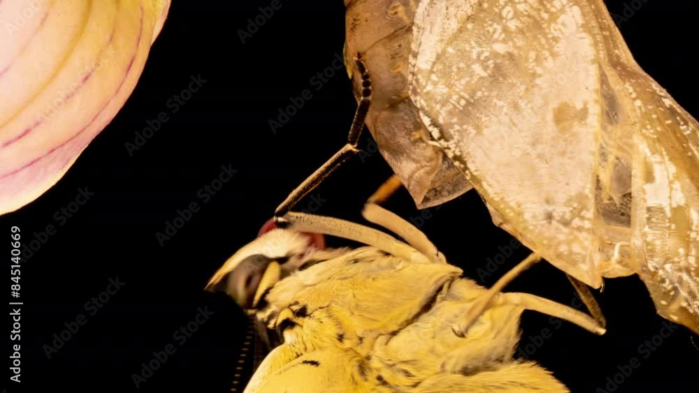 Prepona butterfly birth on black background, time lapse, concepts ...