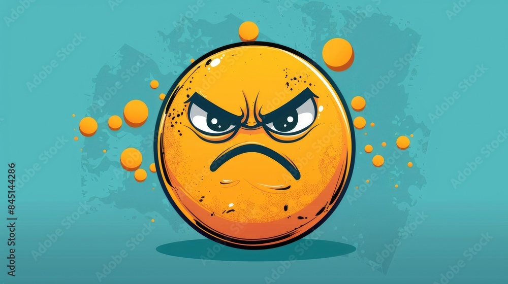 The cartoon illustration conveys a sour facial expression with an ...