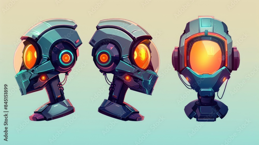 Design of a 2d robot head avatar with a touch of cartoon charm Stock ...