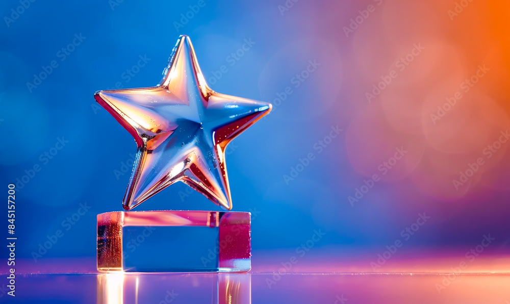Shiny Star Award Trophy on Colorful Gradient Background Celebrating ...