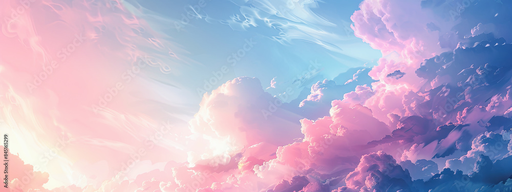 Dreamy Pastel Pink and Blue Sky with Fluffy Clouds Background - Heaven ...