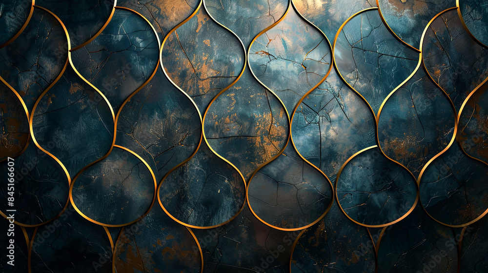 Dark Teal and Gold Geometric Textured Background Pattern for Interior ...