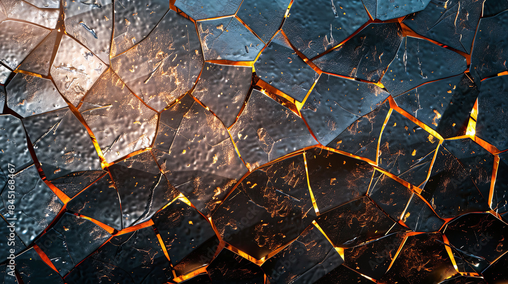 Black Shattered Metal Surface With Orange Glowing Cracks Texture ...