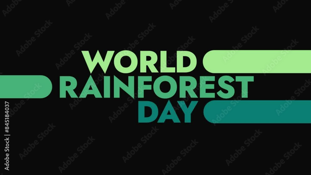 World Rainforest Day colorful motion graphics seamless loopable text ...