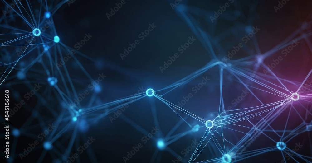Digital connections forming a network on a dark blue background. Modern ...