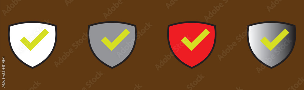 Shield with check mark icon. Shield check mark logo. Protection approve ...