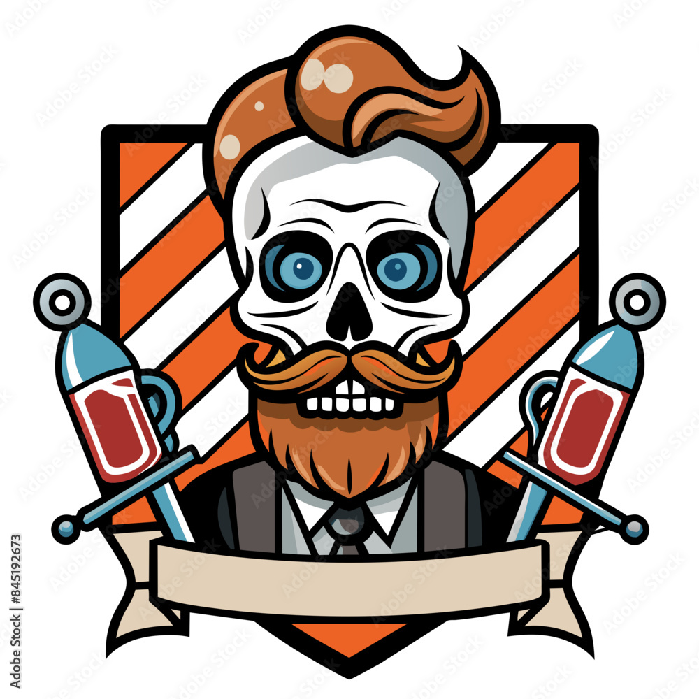 Vintage barbershop logo in vector format that combines vibrant colors ...