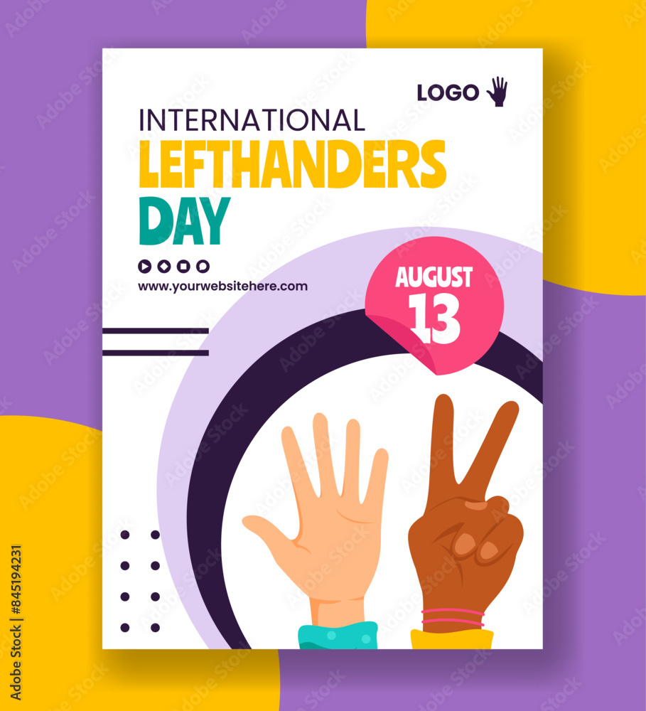 Left Handers Day Vertical Poster Flat Cartoon Hand Drawn Templates ...