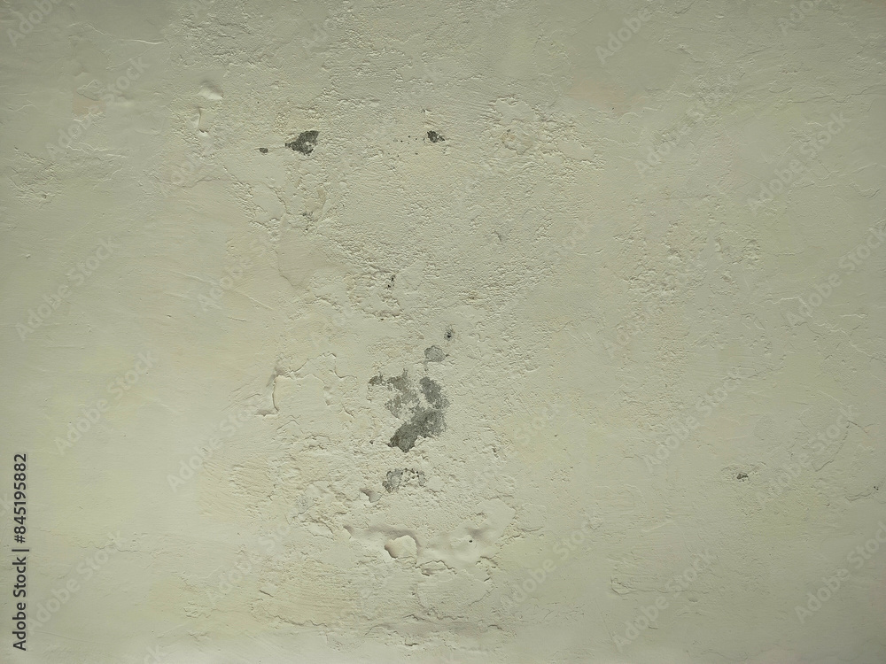 white painted cement ceiling. Cracked ceiling. Deteriorated and broken ...