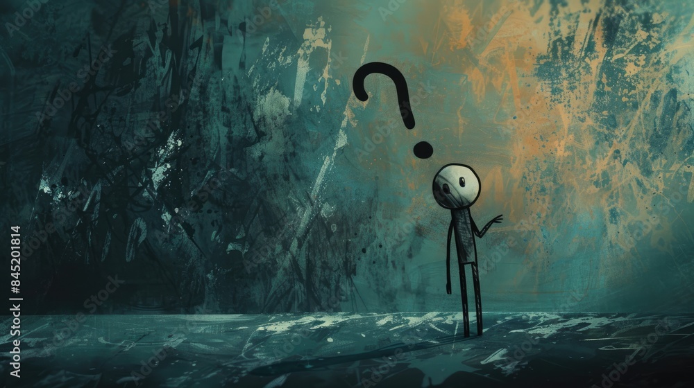 A stick figure emerged puzzlingly adorned with a sizable question mark ...