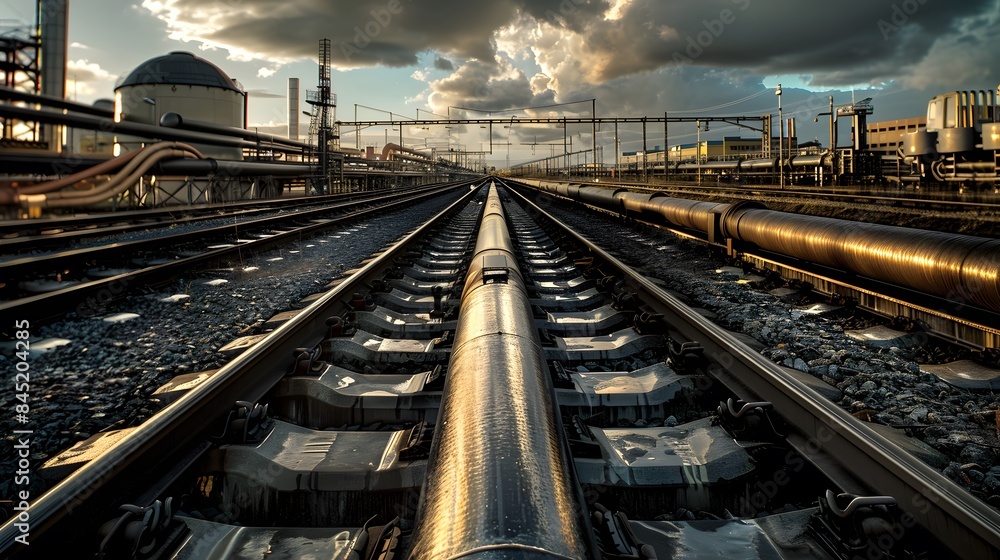 Pipelines converging at a major distribution hub, illustrating the ...