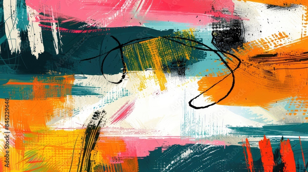 Artistic bohemian background with bold brush strokes and dynamic shapes ...