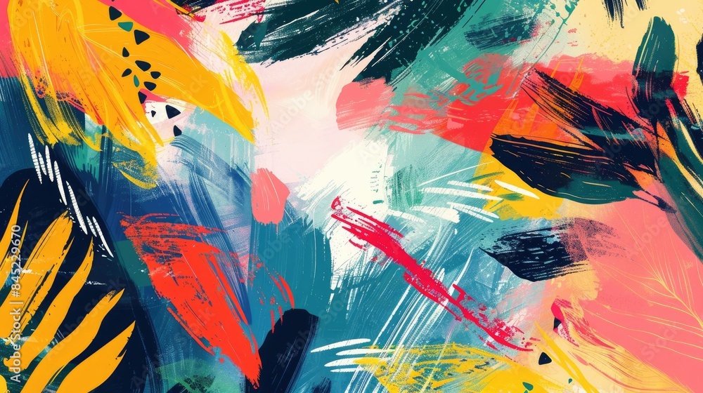 Artistic bohemian background with bold brush strokes and dynamic shapes ...