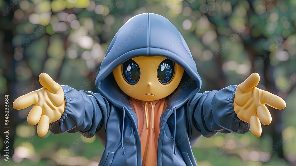 Enchanted 3D Alien Casting Spell in Garden. Cute 3d alien in hooded ...