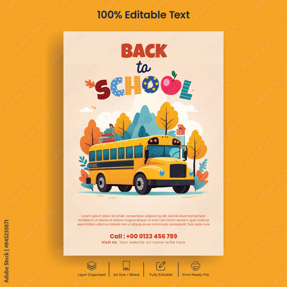 Editable back to school print flyer or poster template for back to ...