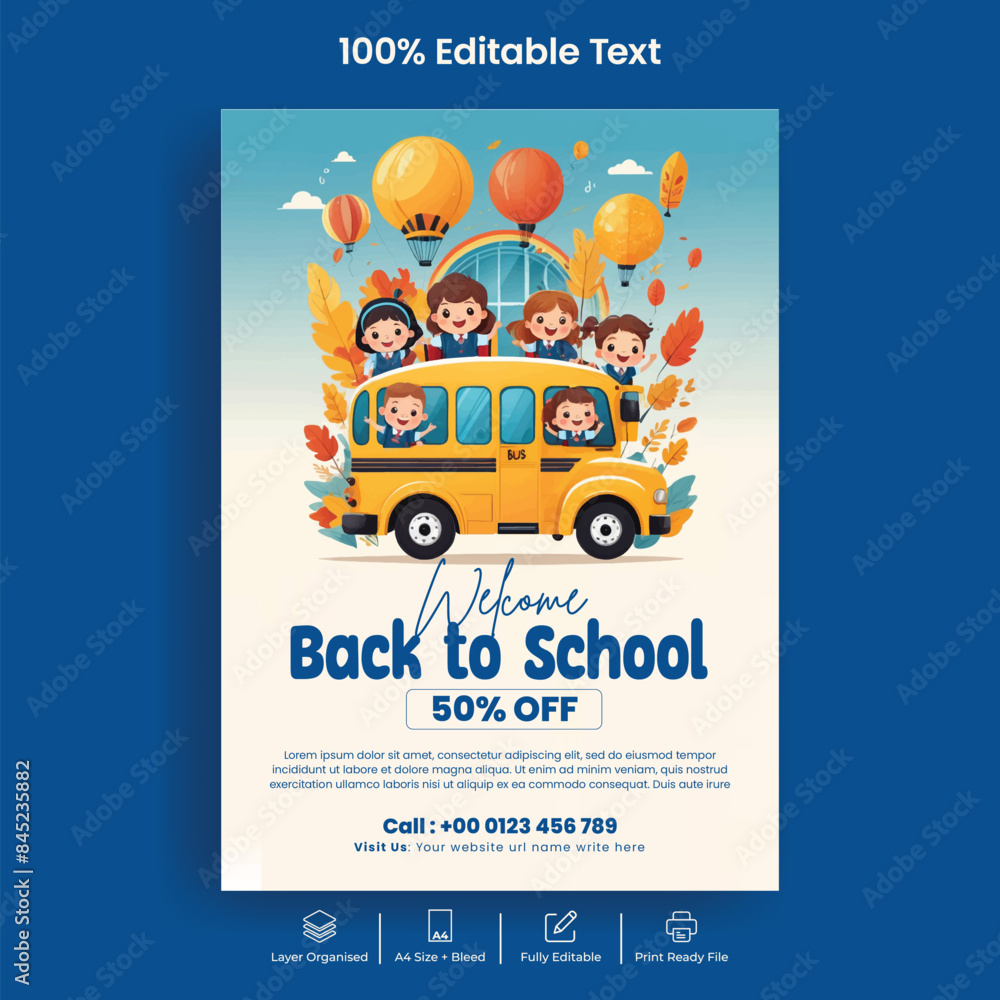Editable back to school print flyer or poster template for back to ...