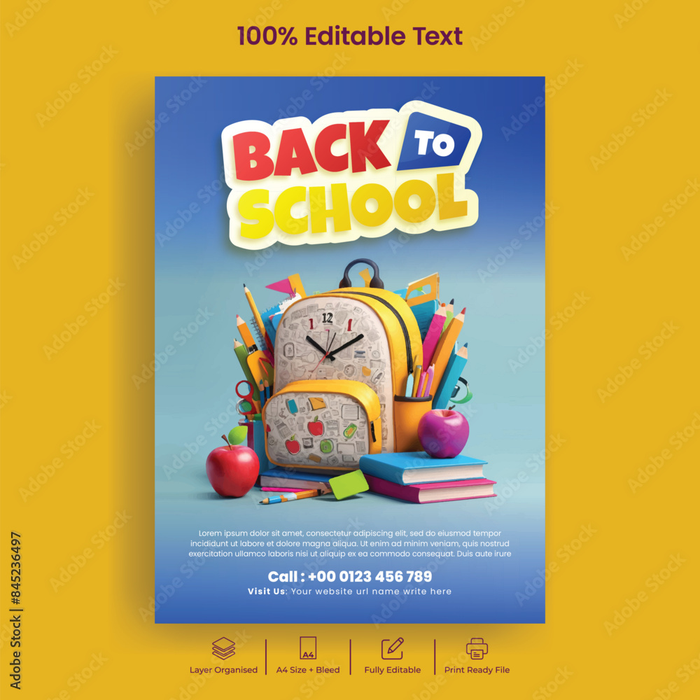 Editable back to school sale offer print flyer or poster template ...
