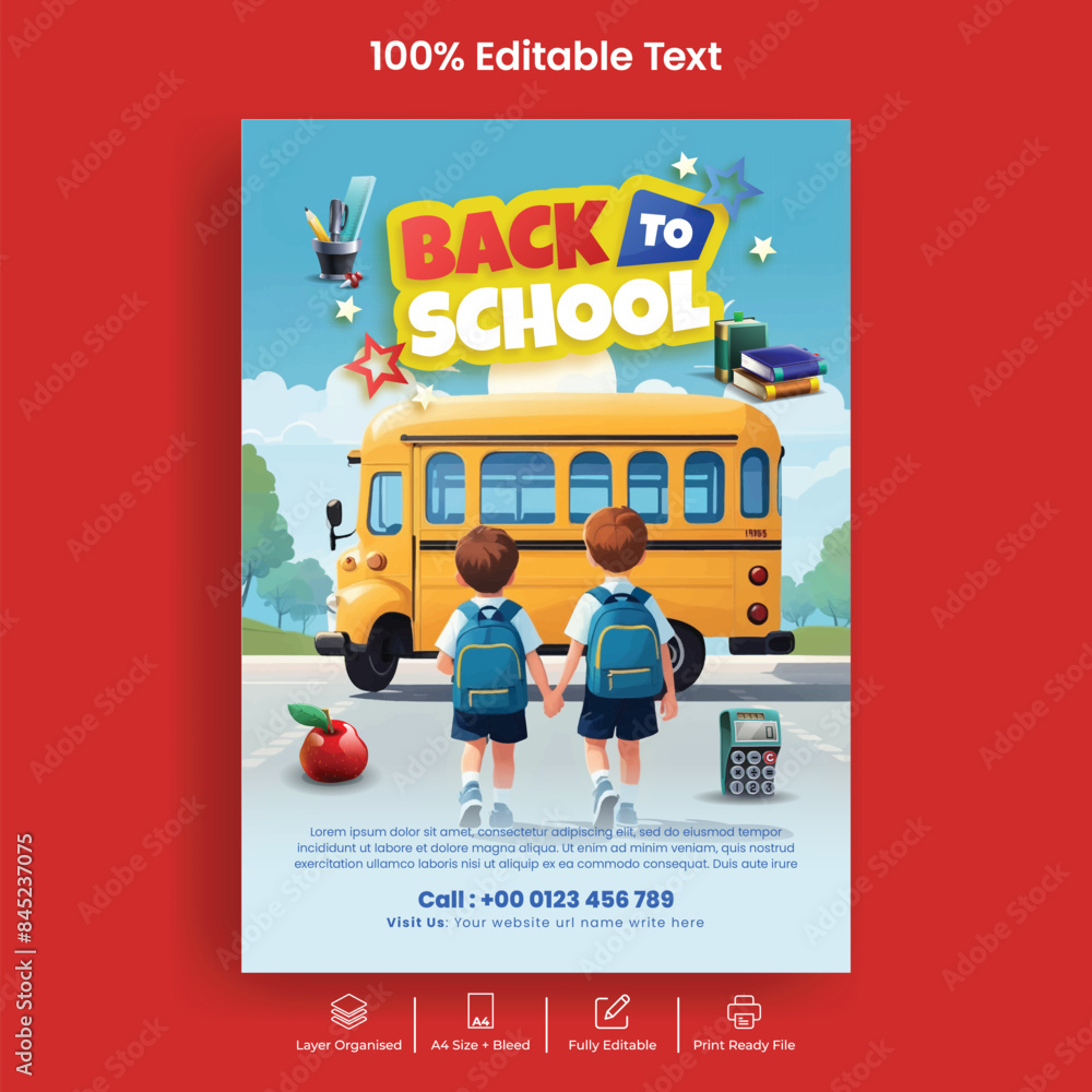 Editable print flyer or poster for back to school celebration party ...