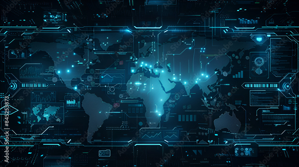 A computer screen displaying a detailed world map with borders and ...