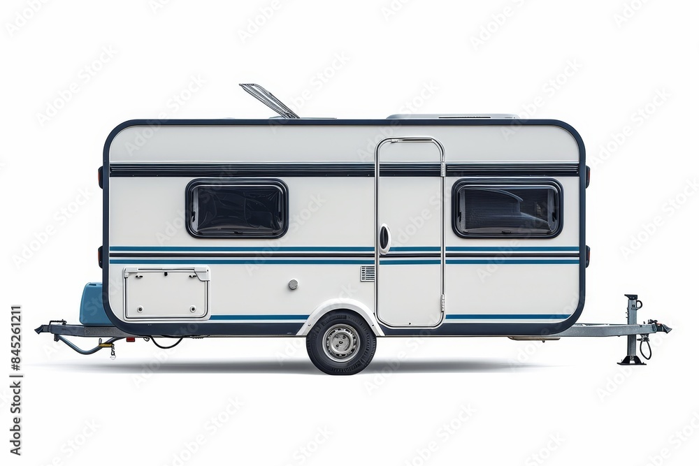 Caravan isolated over white background with clipping path. Full Depth ...