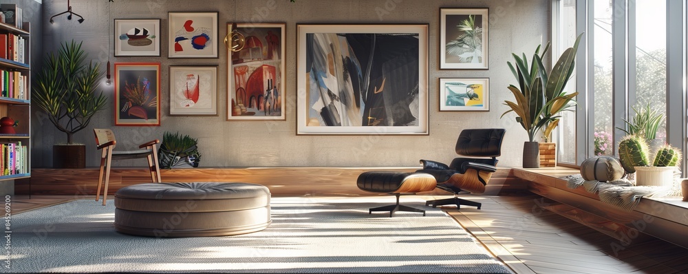 Art print mockup for a gallery showcase, featuring diverse artworks and ...