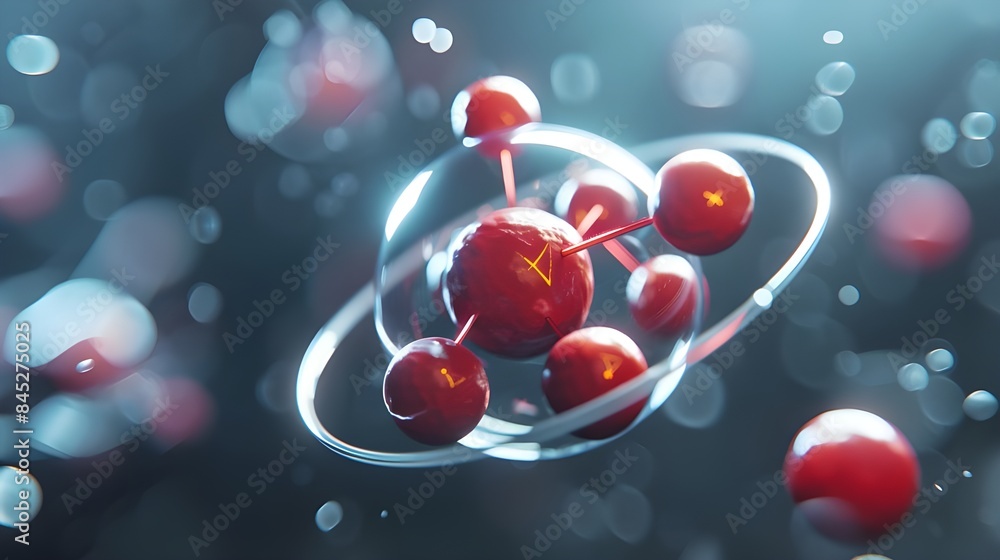 3D representation of an atom and molecule model with a science ...