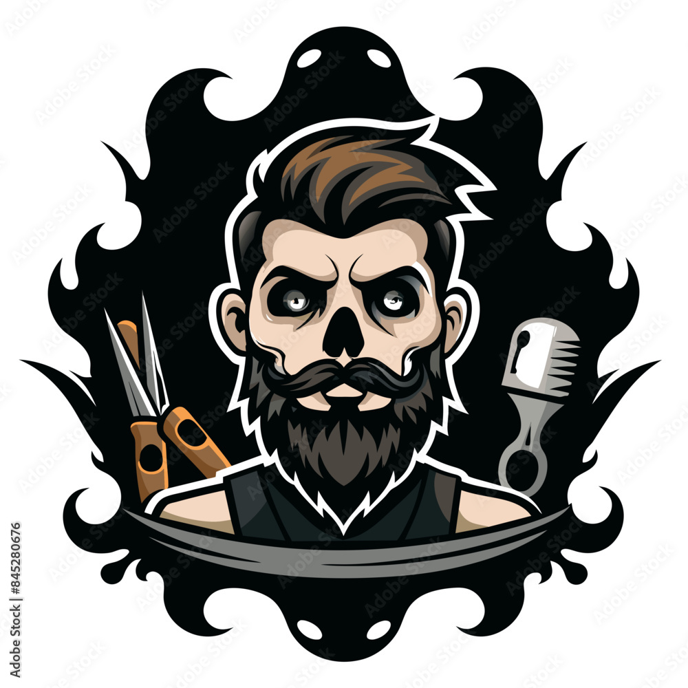 Salona Barber Horror Logo Design in tattoo and vintage style Stock ...