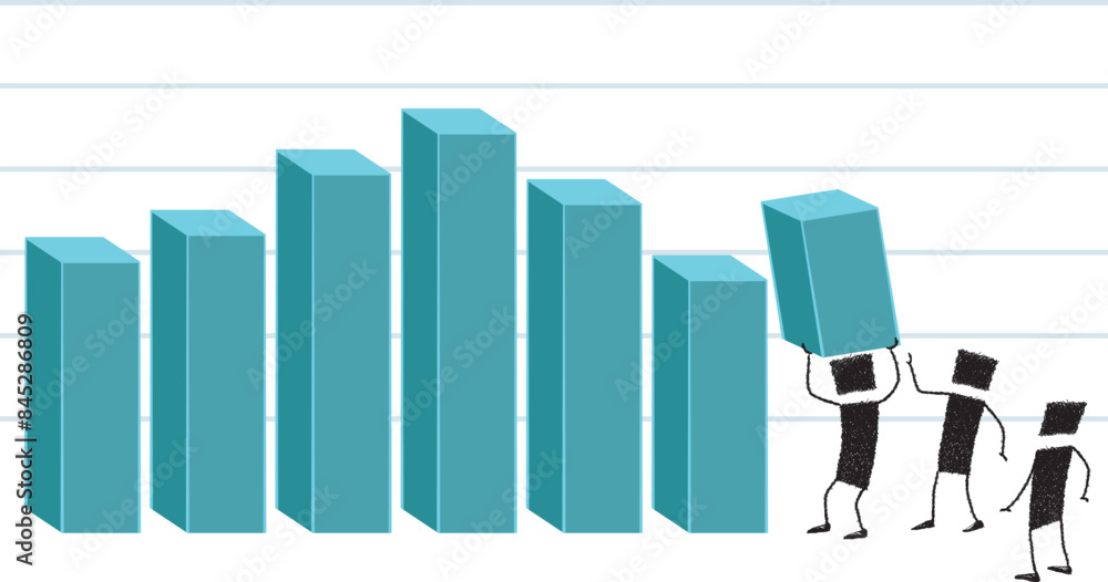 Improving results, stick figures. Some people are manipulating a chart ...