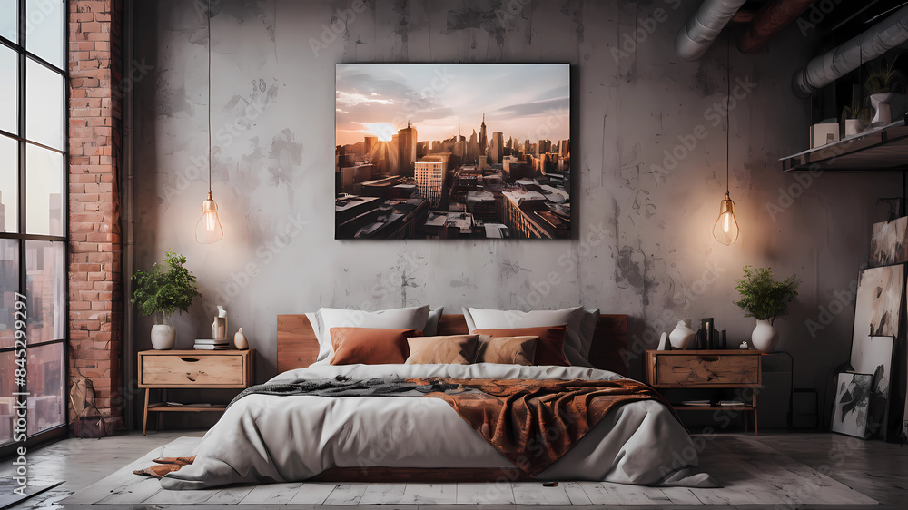 wall art mockup photo in an Urban loft, shot with the Nikon D850 using ...