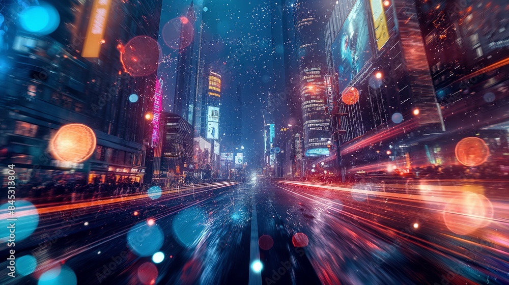 Design a dynamic advertising background featuring a futuristic ...