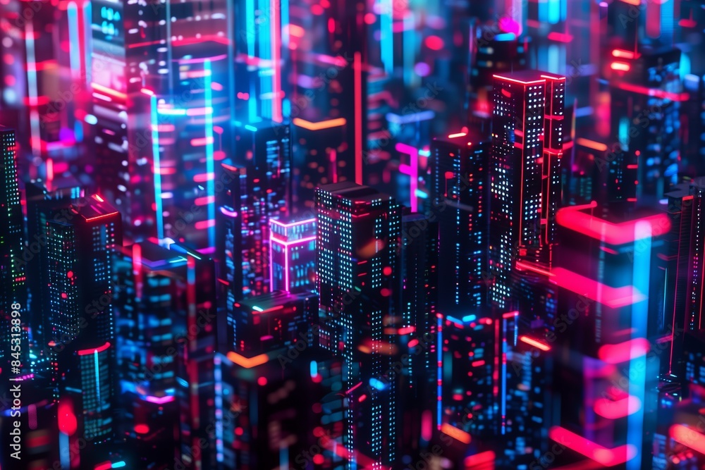 Design a dynamic advertising background featuring a futuristic ...