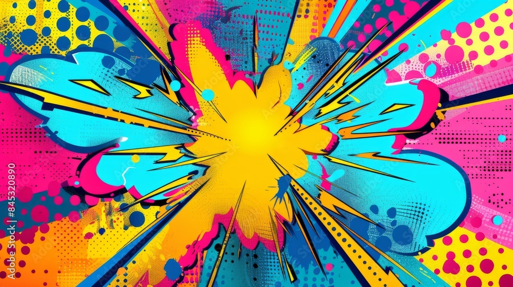 comic book cartoon background, an explosion of colors in the pop art ...